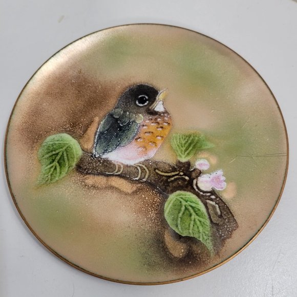 Brumm | Art | Vintage Norman Brumm Signed Chickadee Enamel On Copper ...